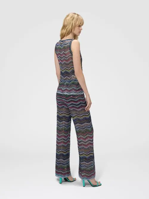 Missoni Chevron Palazzo Trousers With Sequins
