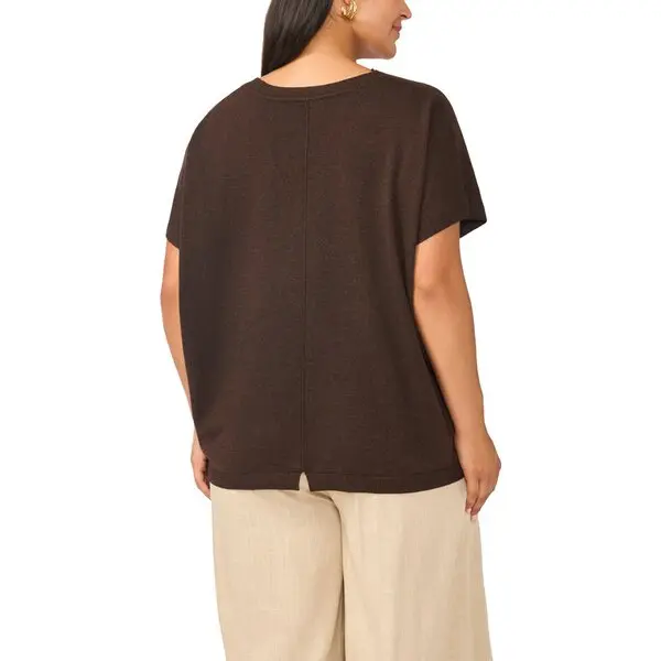 Vince Camuto V-neck Fine Knit Sweater - Espresso Bean