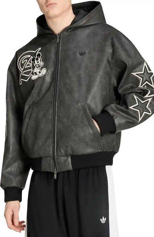 Adidas Disney Faux Leather Hooded Jacket