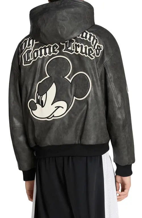 Adidas Disney Faux Leather Hooded Jacket