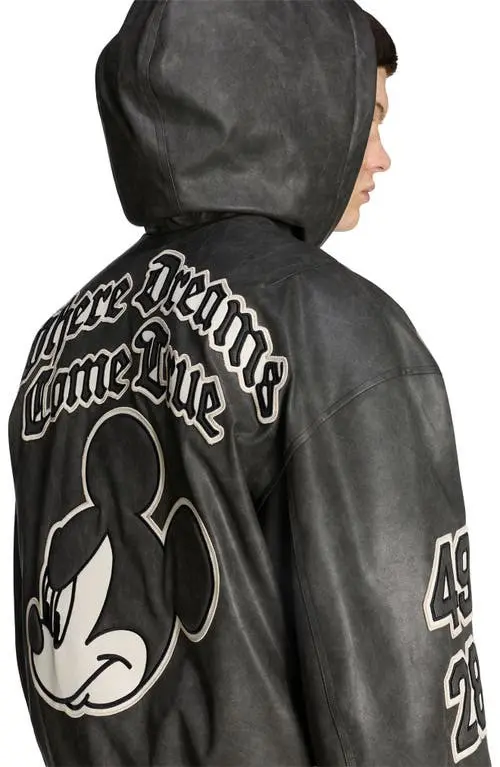 Adidas Disney Faux Leather Hooded Jacket