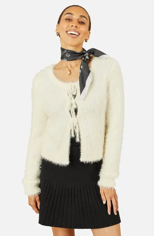 YUMI Eyelash Fluffy Tie Front Bolero