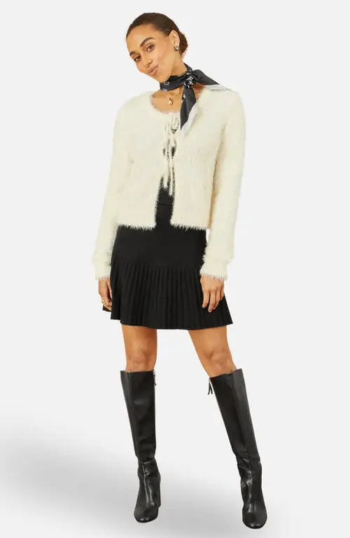 YUMI Eyelash Fluffy Tie Front Bolero