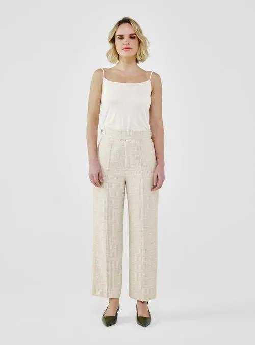 A.SHIMUS Fancy Tweed High-waist Tailored Wide-leg Pants