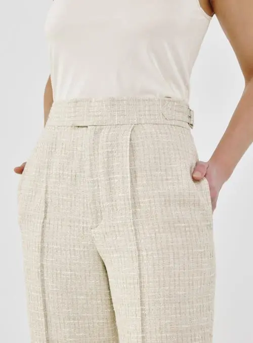 A.SHIMUS Fancy Tweed High-waist Tailored Wide-leg Pants