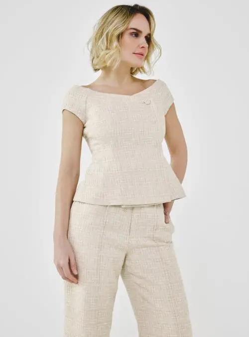 A.SHIMUS Tailored Fancy Tweed Bardot Top