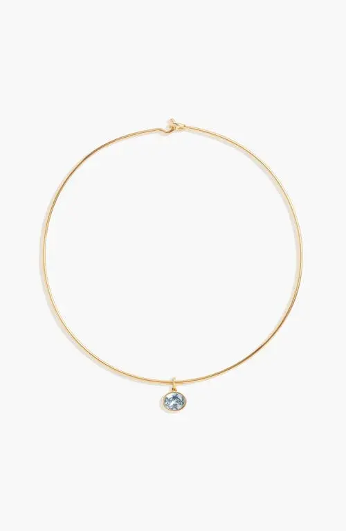 AURATE Lab Grown Aquamarine Oval Pendant Collar Necklace