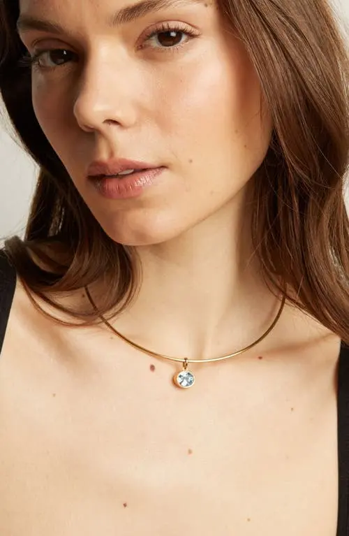 AURATE Lab Grown Aquamarine Oval Pendant Collar Necklace