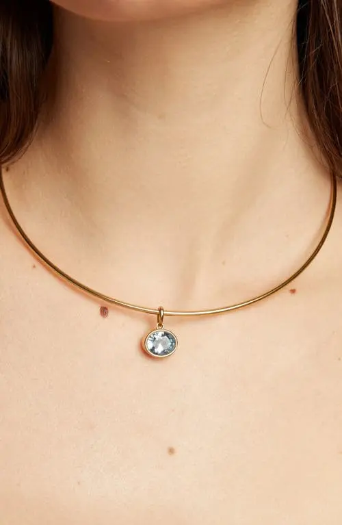 AURATE Lab Grown Aquamarine Oval Pendant Collar Necklace