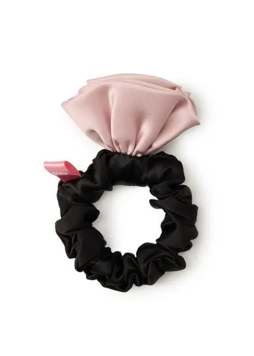 OLAH La Frida Rosa Silk Scrunchie With Floral Accent - Mauve