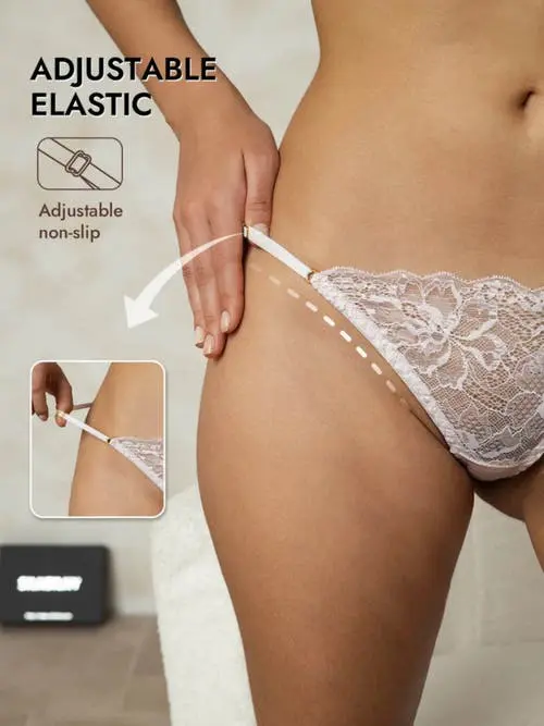 SILKSILKY Pure Silk 3-pack Lace Thong Panties - Pink
