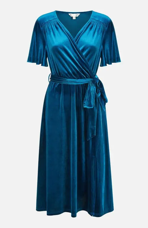 YUMI Velvet Split Hem Midi Dress