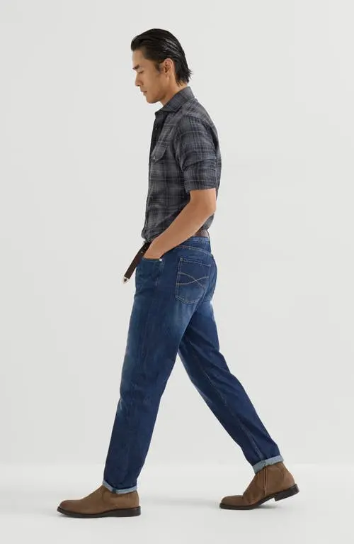 Brunello Cucinelli Lightweight Old Denim Iconic Fit Five-pocket Trousers