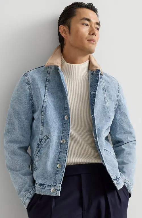 Brunello Cucinelli Denim Outerwear Jacket With Suede Collar
