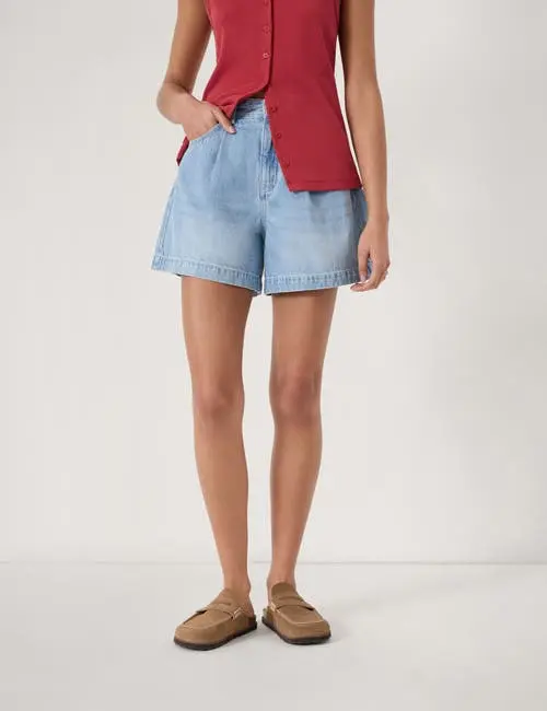 HUSH Larissa Pleated Front Denim Shorts