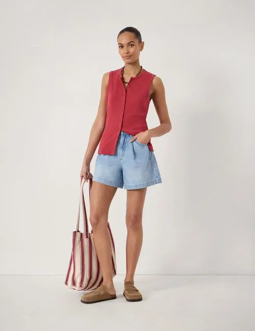 HUSH Larissa Pleated Front Denim Shorts