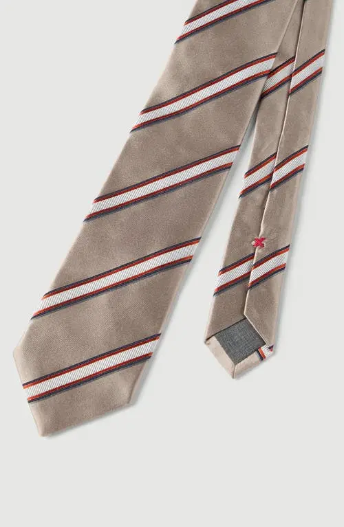 Brunello Cucinelli Regimental Stripe Silk And Cotton Tie