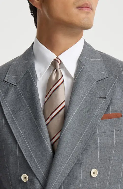 Brunello Cucinelli Regimental Stripe Silk And Cotton Tie