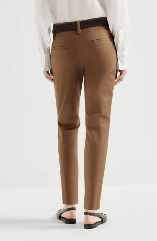 Brunello Cucinelli Stretch Cotton Cover Slim Fit Trousers