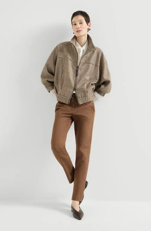 Brunello Cucinelli Stretch Cotton Cover Slim Fit Trousers