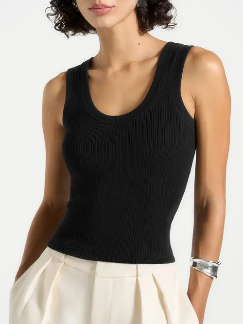 Manière De Voir Scoop Neck Rib Tank - Black