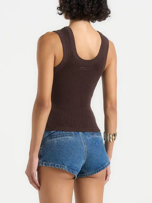 Manière De Voir Scoop Neck Rib Tank - Brown