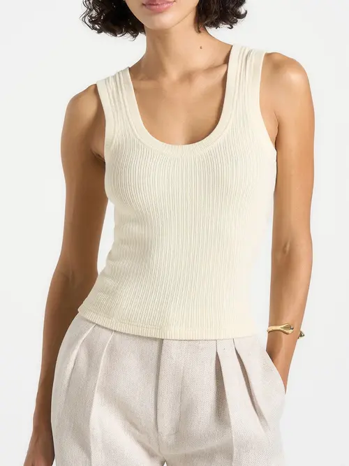 Manière De Voir Scoop Neck Rib Tank - Cream