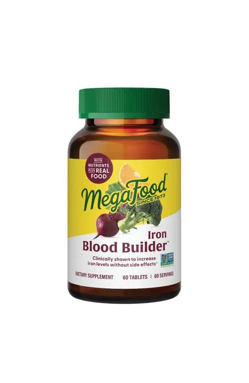 MEGAFOOD Blood Builder Iron Supplement For & With B12, Folic Acid & Vitamin C, Vegan - None