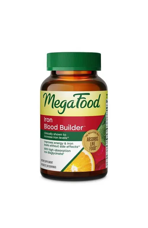 MEGAFOOD Blood Builder Iron Supplement For & With B12, Folic Acid & Vitamin C, Vegan - None