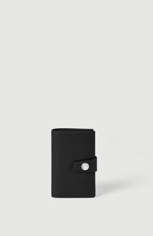 Brunello Cucinelli Brushed Leather Wallet With Zipper - Black