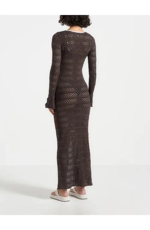 Manière De Voir Aria Pointelle Knit Cover Up - Brown