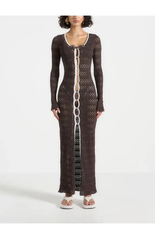 Manière De Voir Aria Pointelle Knit Cover Up - Brown