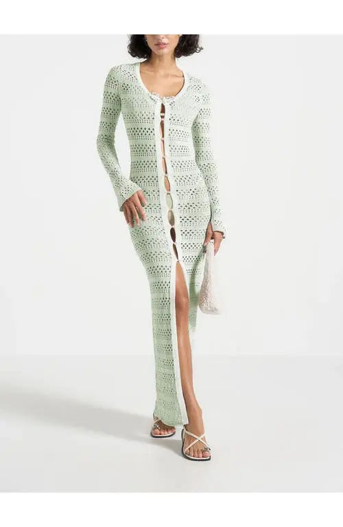 Manière De Voir Aria Pointelle Knit Cover Up - Sage