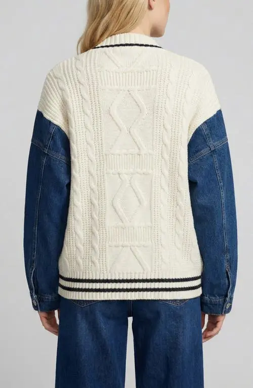 APNY Mixed Media Cable Knit Jacket