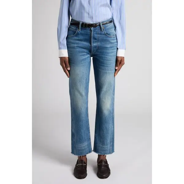 TOM FORD Stonewash Raw Hem Straight Leg Jeans