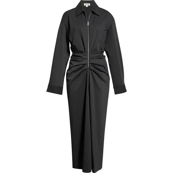 Staud Adler Long Sleeve Shirtdress - Smoke