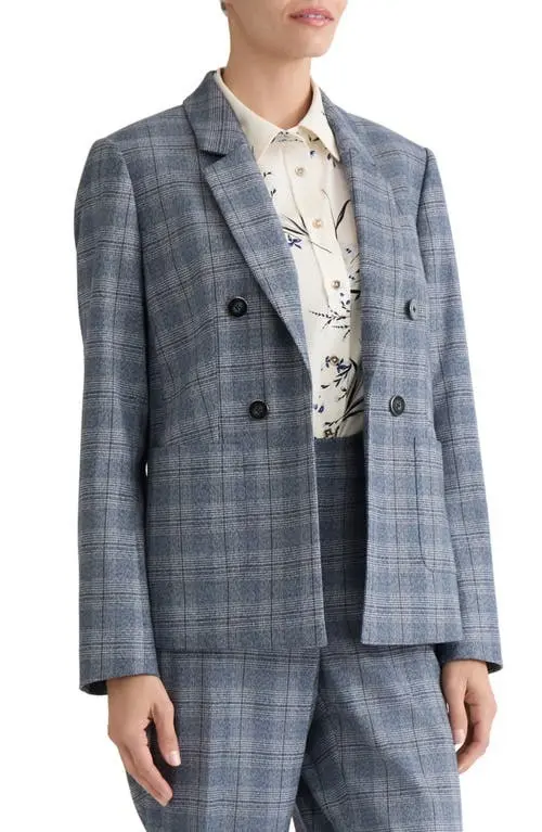 Jones New York Plaid Faux Double Breasted Blazer