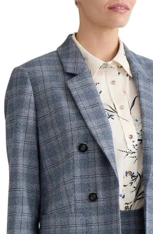 Jones New York Plaid Faux Double Breasted Blazer