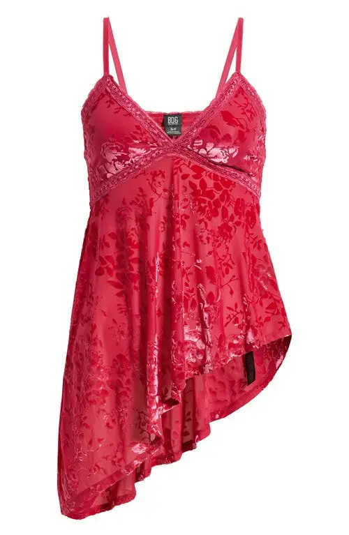 BDG URBAN OUTFITTERS Estelle Burnout Asymmetrical Hem Camisole - Pink
