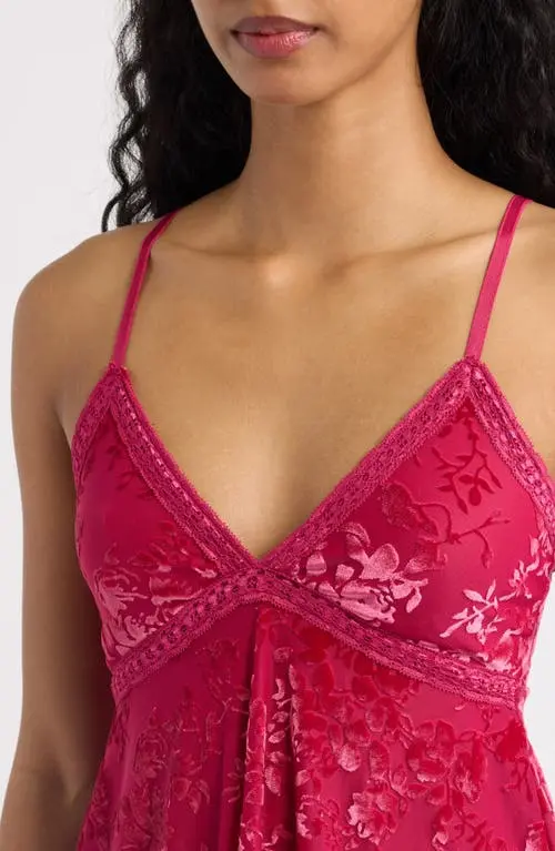 BDG URBAN OUTFITTERS Bdg Estelle Burnout Floral Asymmetrical Hem Camisole - Pink