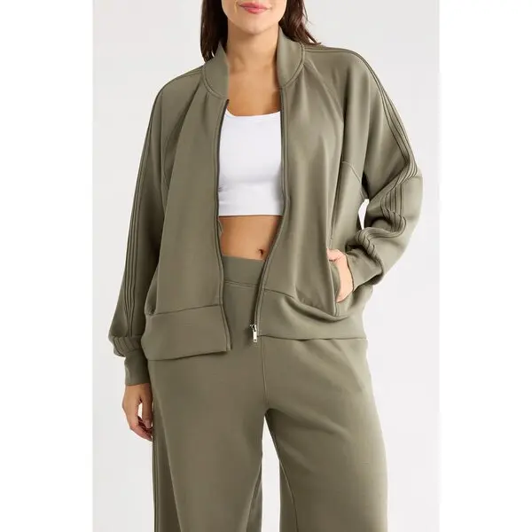 Spanx Spnax Pintuck Full Zip Track Jacket - Herb