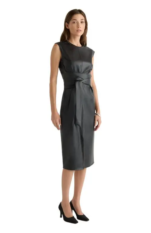 Modern Citizen Pilar Faux Leather Tie Front Dress