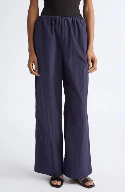 Staud Crinkled Nylon Wide-leg Pull-on Pants - Nightfall