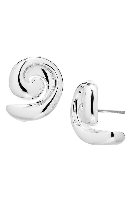 Jenny Bird Sculptural Swirl Stud Earrings - High Polish Silver