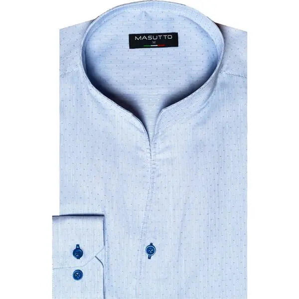 MASUTTO Charlote Tulip Stand Up Collar Long Sleeve Shirt - Blue
