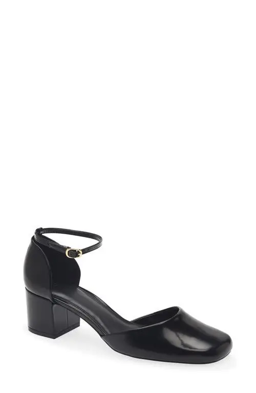 Mango Elit Faux Leather Ankle Strap Pump - Black