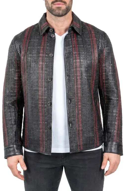 MACEOO Leather Basket Weave Jacket