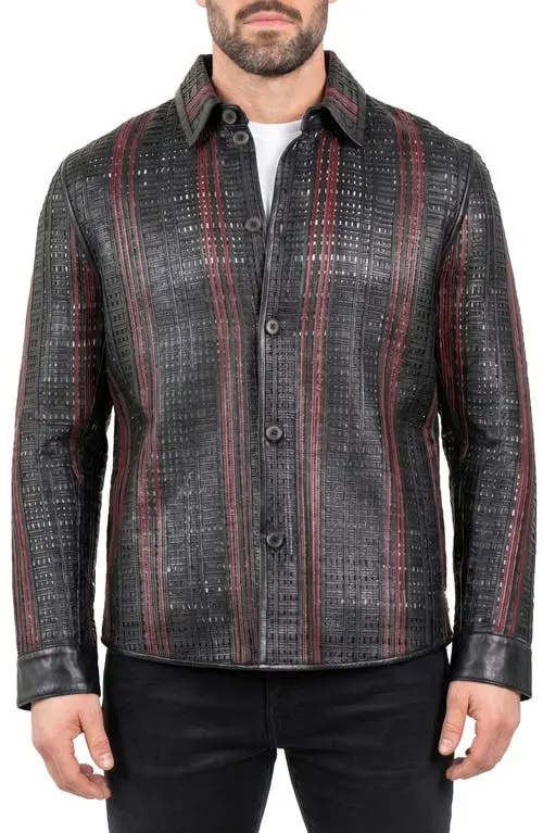 MACEOO Leather Basket Weave Jacket