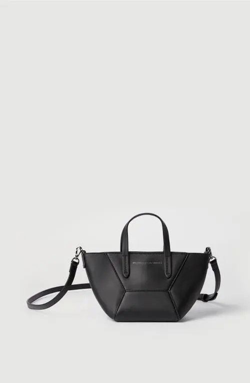 Brunello Cucinelli Mini Bag In Calfskin With Monili - Black