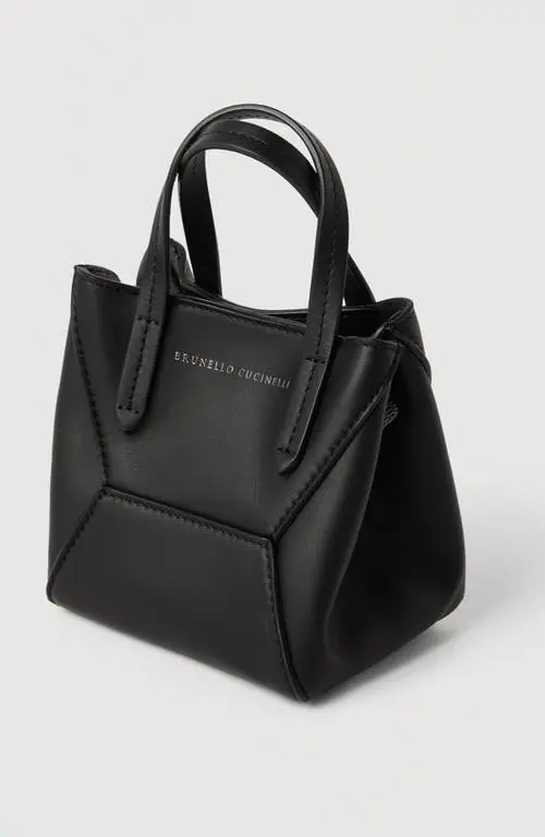 Brunello Cucinelli Mini Bag In Calfskin With Monili - Black